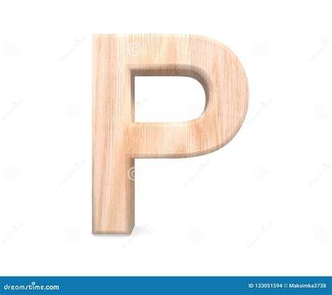 3D Decorative Wooden Alphabet Capital Letter P Stock Illustration