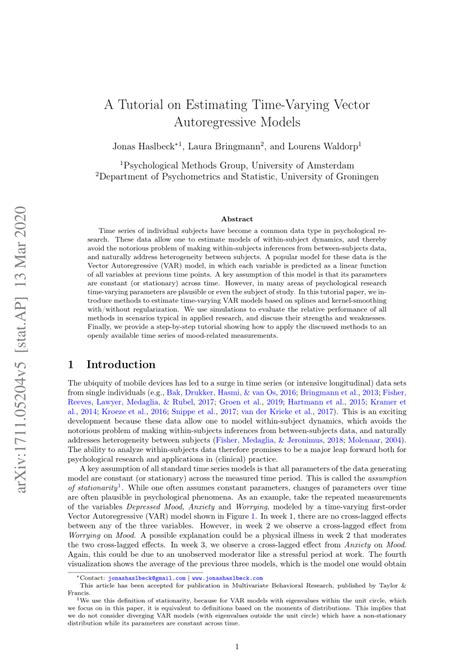 pdf how to estimate time varying vector autoregressive models a comparison of two methods