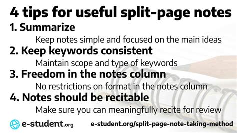 The Split Page Method Of Note Taking Keywords For Effectiveness E