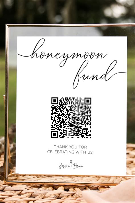 Honeymoon Fund Sign With Qr Code Honeymoon Registry Honeymoon Fund Qr