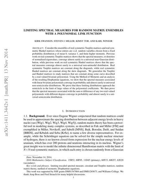 pdf limiting spectral measures for random matrix ensembles with a polynomial link function