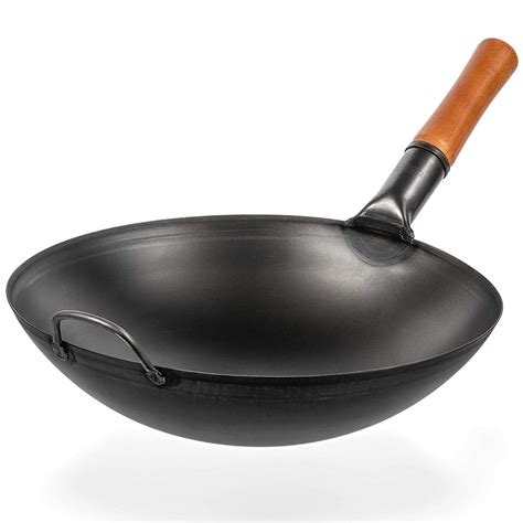 YOSUKATA Carbon Steel Wok Pan 14 In Woks And Stir Fry Pans Chinese