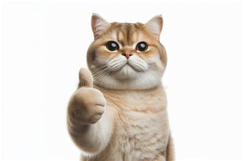 A Funny Cat Giving A Thumbs Up Isolated On Solid White Background Ai