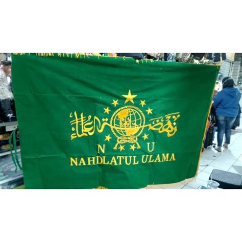 Jual BENDERA PATAKA NU BAHAN BLUDRU UKURAN 90 X 135 CM BORDIR DEPAN
