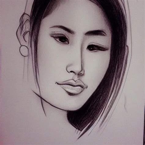 Hermosa Mujer Asiatica Pencil Sketch Arthub Ai