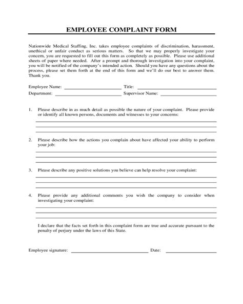 Employee Complaint Form