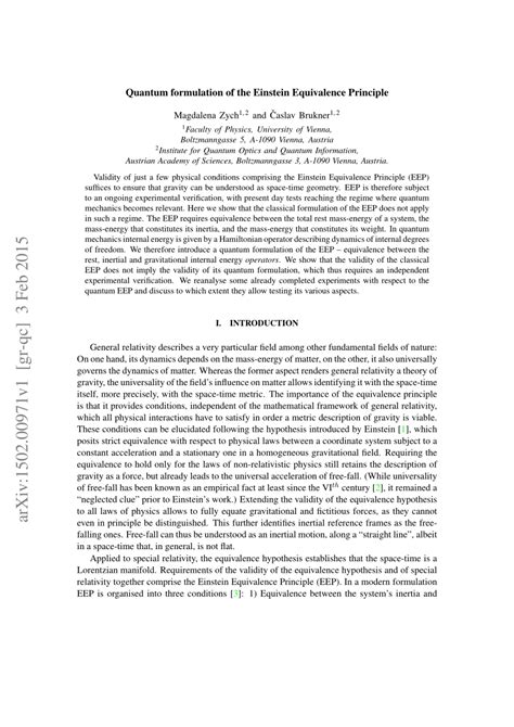 pdf quantum formulation of the einstein equivalence principle