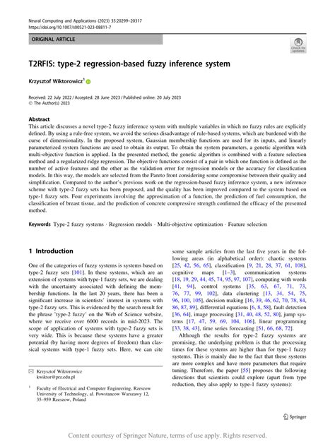 pdf t2rfis type 2 regression based fuzzy inference system