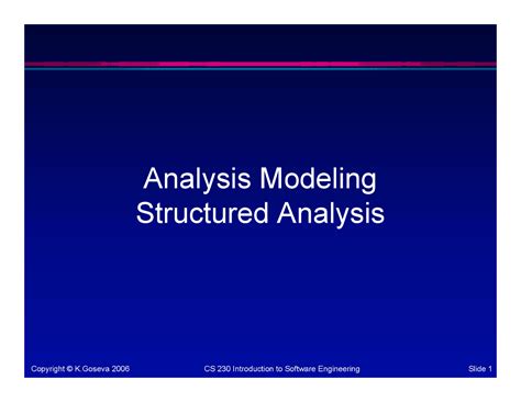 analysis modeling introduction to software engineering cs 230 docsity