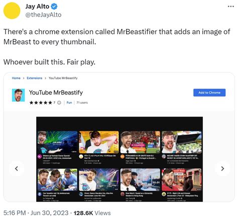 There S A Chrome Extension Called MrBeastifier That Adds An Image Of