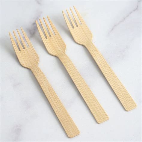 25 Pack 7 Eco Friendly Chic Disposable Bamboo Forks