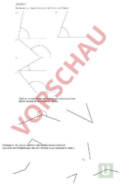 Arbeitsblatt Winkel Messen Geometrie Winkel