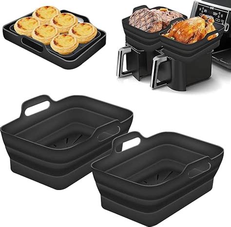 2PCS Foldable Silicone Liners For Ninja Dual Air Fryer AF400UK Tower