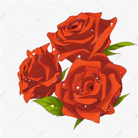 红色玫瑰花手绘玫瑰花素材图片免费下载 千库网