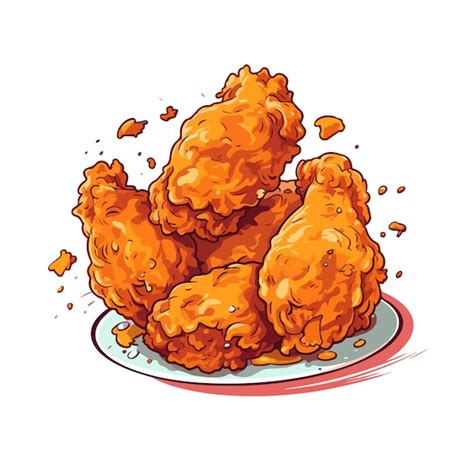 Ilustración de pollo frito dibujado a mano Vector Premium