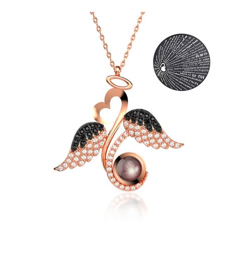 Sevgi Meleği 100 Dilde Seni Seviyorum Rose Gümüş Kolye