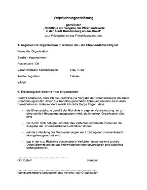 Ausfüllbar Online stadt brandenburg Verpflichtungserkl rung Stadt