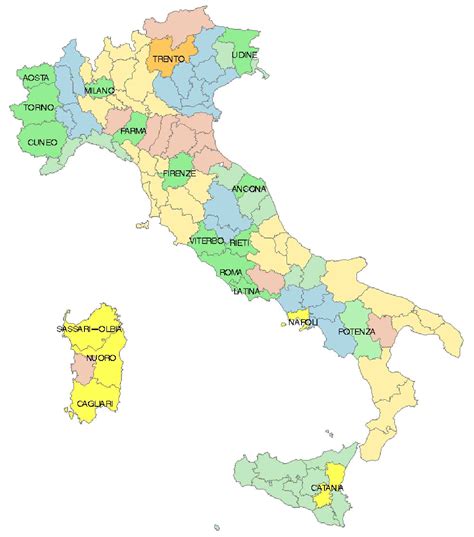 CARTINA ITALIA CON REGIONI E PROVINCE DA COLORARE Wroc Awski