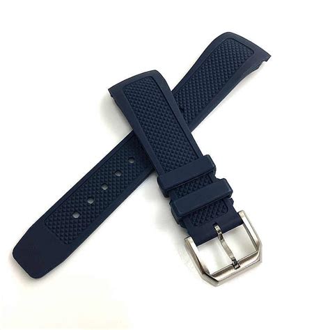 Bulova Compatible Curved End 22mm Blue Silicone Rubber Strap Watch Band