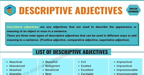 What Are The Examples Of Descriptive Adjectives Catalog Library