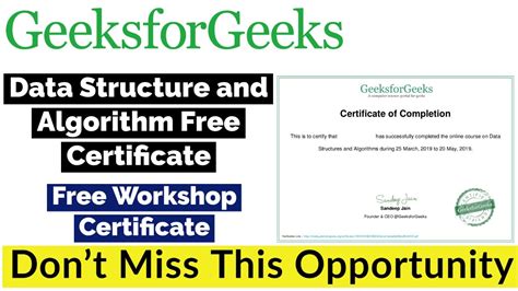 GeeksForGeeks Free Courses With Certificate Data Structure And