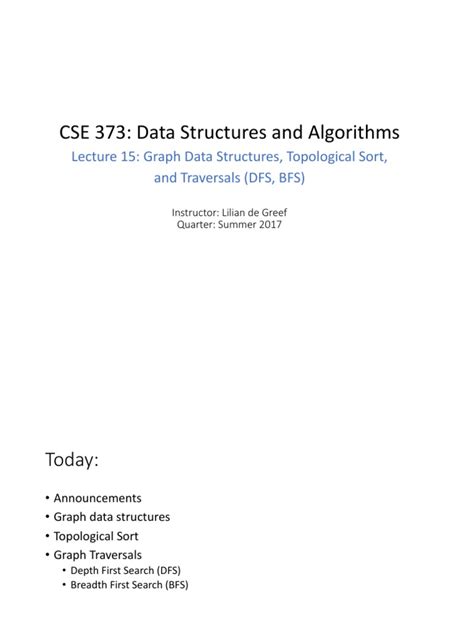 lecture 15 graph data structures and traversals pdf vertex graph theory mathematical