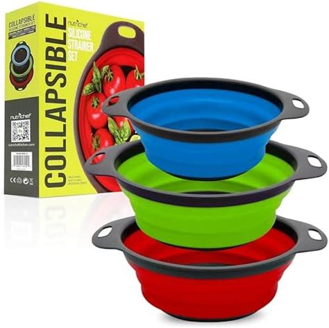 Amazon 2Pcs Collapsible Colanders Round Silicone Kitchen Strainer