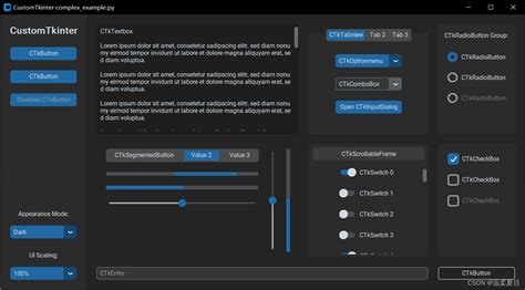 customtkinter：【一】介绍：python最新gui框架：customtkinter 它提供了新的、现代的和完全可定制的小部件 csdn博客