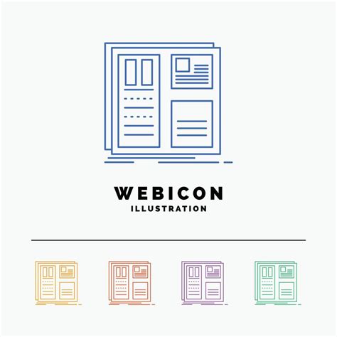 design grid interface layout ui 5 color line web icon template isolated on white vector