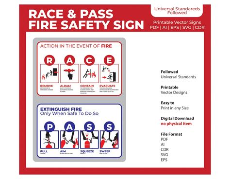 Race Pass Sign Safety Signage Vector Bundle Site Safety Fire Signage