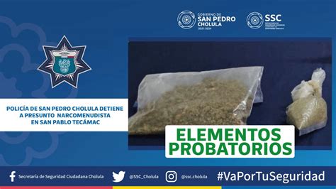 Policía de San Pedro Cholula detiene a presunto narcomenudista en San