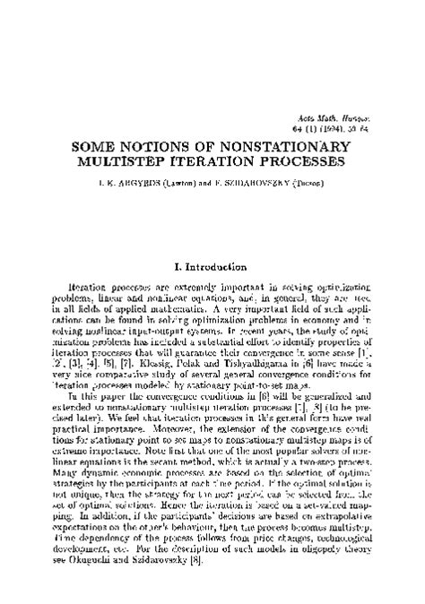 pdf some notions of nonstationary multistep iteration processes ferenc szidarovszky
