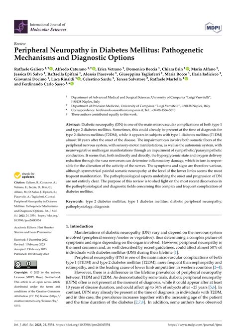 Pdf Peripheral Neuropathy In Diabetes Mellitus Pathogenetic