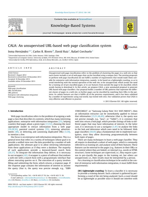 cala an unsupervised url based web page classification system pdf world wide web internet