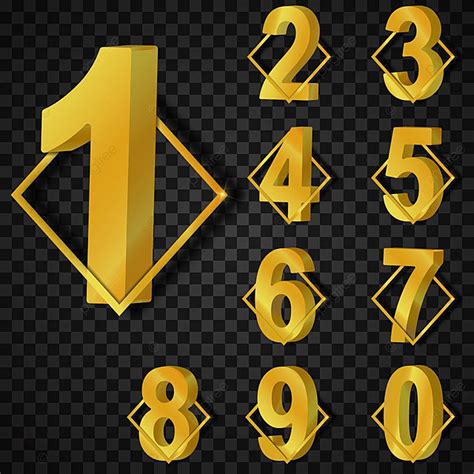 3d Golden Number Vector Design Images Set Of 3d Golden Number