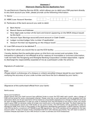 Fillable Online Hsbc Co 2 ECS Form A4 HSBC Hsbc Co Fax Email Print