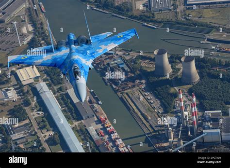 Fighter Jet Sukhoi Su 27 Flanker 39 Blue Of The Ukraine Air Force