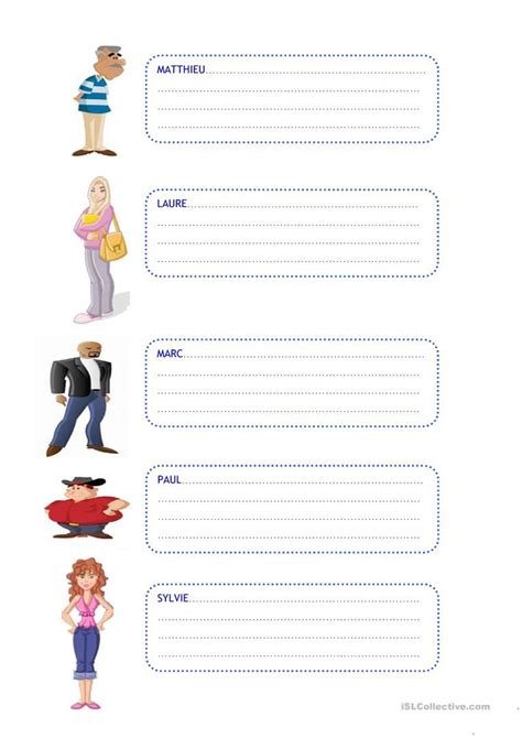 La description physique Enseignement du français Décrire une