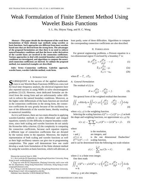 pdf weak formulation of finite element method using wavelet basis functions dokumen tips