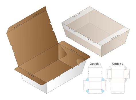 Caja de embalaje diseño de plantilla troquelada maqueta 3d Vector Premium