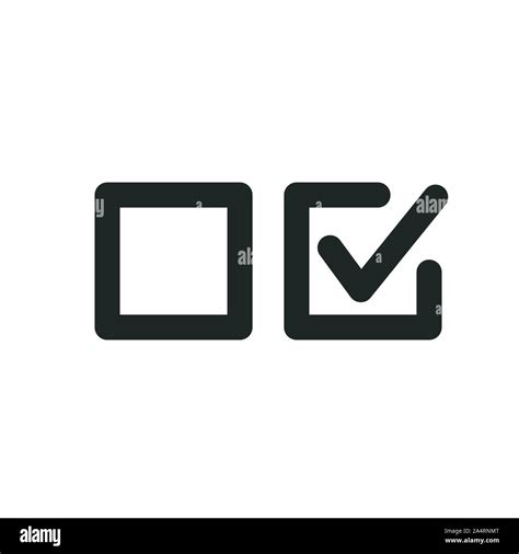 check uncheck concept checkbox set with blank and checked checkbox line art vector icon for