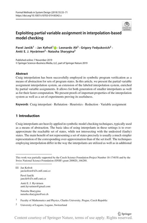 exploiting partial variable assignment in interpolation based model checking request pdf