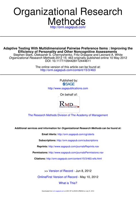 pdf adaptive testing with multidimensional pairwise preference items improving the efficiency