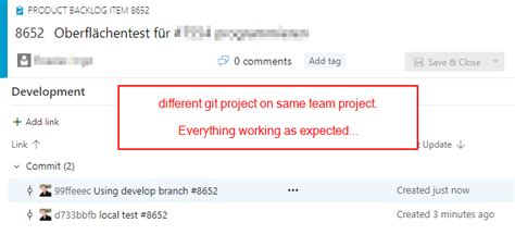 Git TFS 2018 Associating Work Item With Commit Without Pull Request