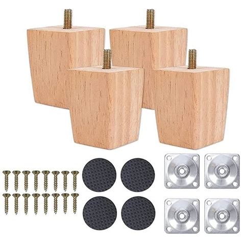 Lot de 4 pieds de rechange en bois coniques pour canapé pieds en bois