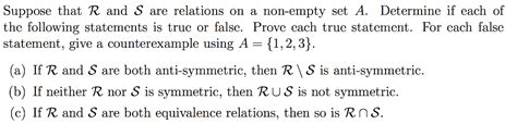 solved suppose that r and s are relations on a non empty set