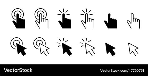 Set Of Hand Cursor Icons Click Royalty Free Vector Image