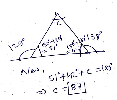 [solved] question 11 find the missing angle c in the triangle shown below course hero
