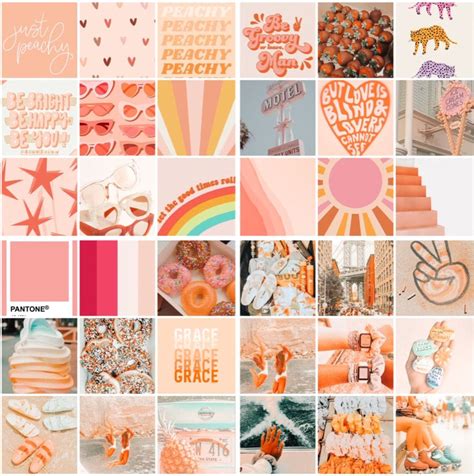 Photo Wall Collage Kit Peach Preppy Aesthetic Set Of Etsy
