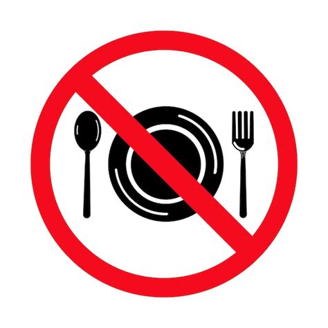 Sinal de proibição de comer permitido Sinal vermelho sem sinal de